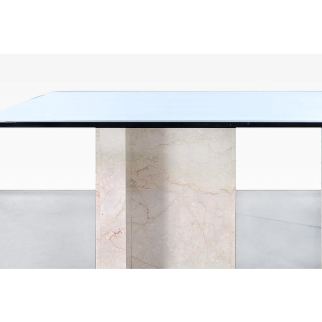 1980s Vintage Italian Marble and Glass Dining Table | Chairish