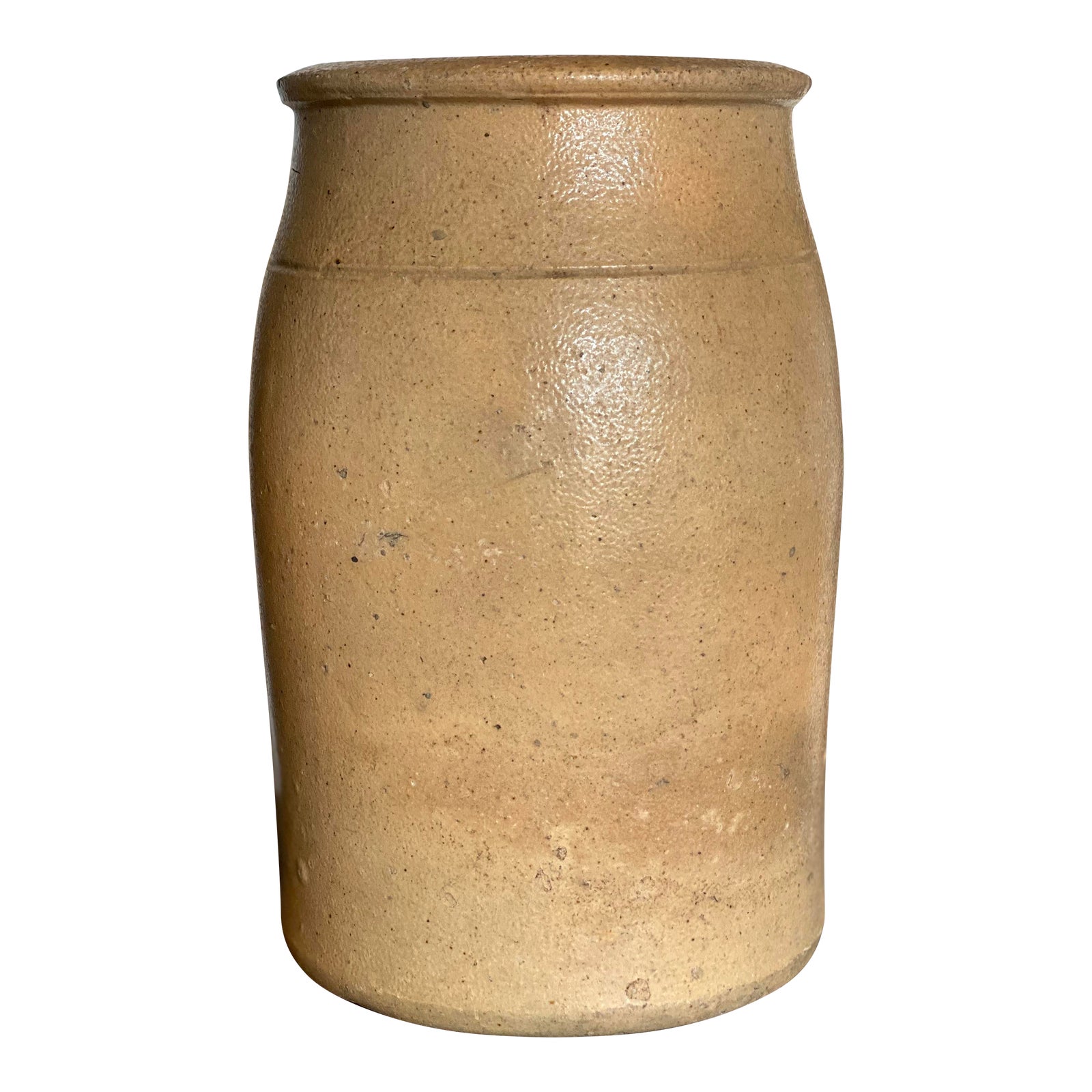 19th Century American Crock With Saltware Glaze Beige | Chairish