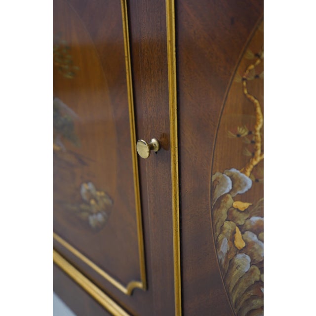 Baker Chinoiserie Decorated English Style Breakfront Bookcase | Chairish