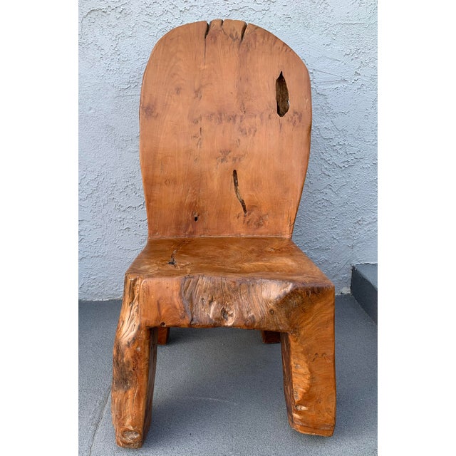 Contemporary Organic Burl Wood Chair | Chairish