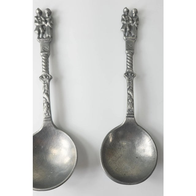 18th Century Pair of Dutch Pewter Wedding Spoons With Figures, Dated ...