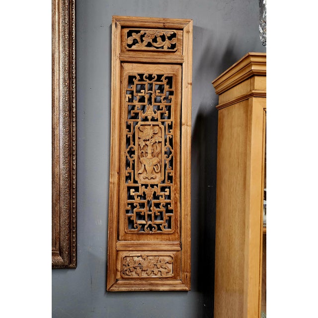 1900s Chinese Carved Wood Filigree Window Plaque | Chairish