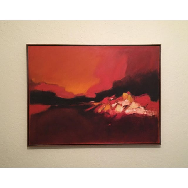 Vintage Mid-Century Richard Billmeier Abstract Oil on Canvas Landscape ...