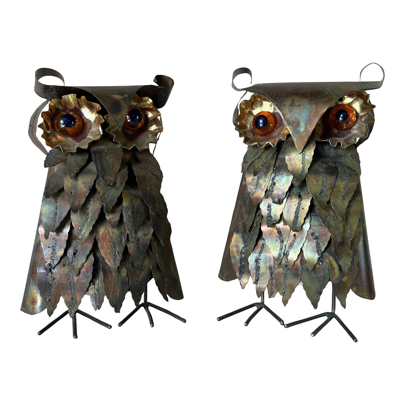Mid Century Curtis Jere Owl Sculptures - a Pair | Chairish