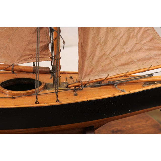 Gaff Cutter English 1920s Four Sail Pond Yacht on Stand with Solid Hull ...