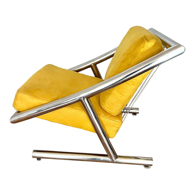 1970s Vintage Arthur Umanoff Chrome Sled Style Tubular Occasional Chair ...