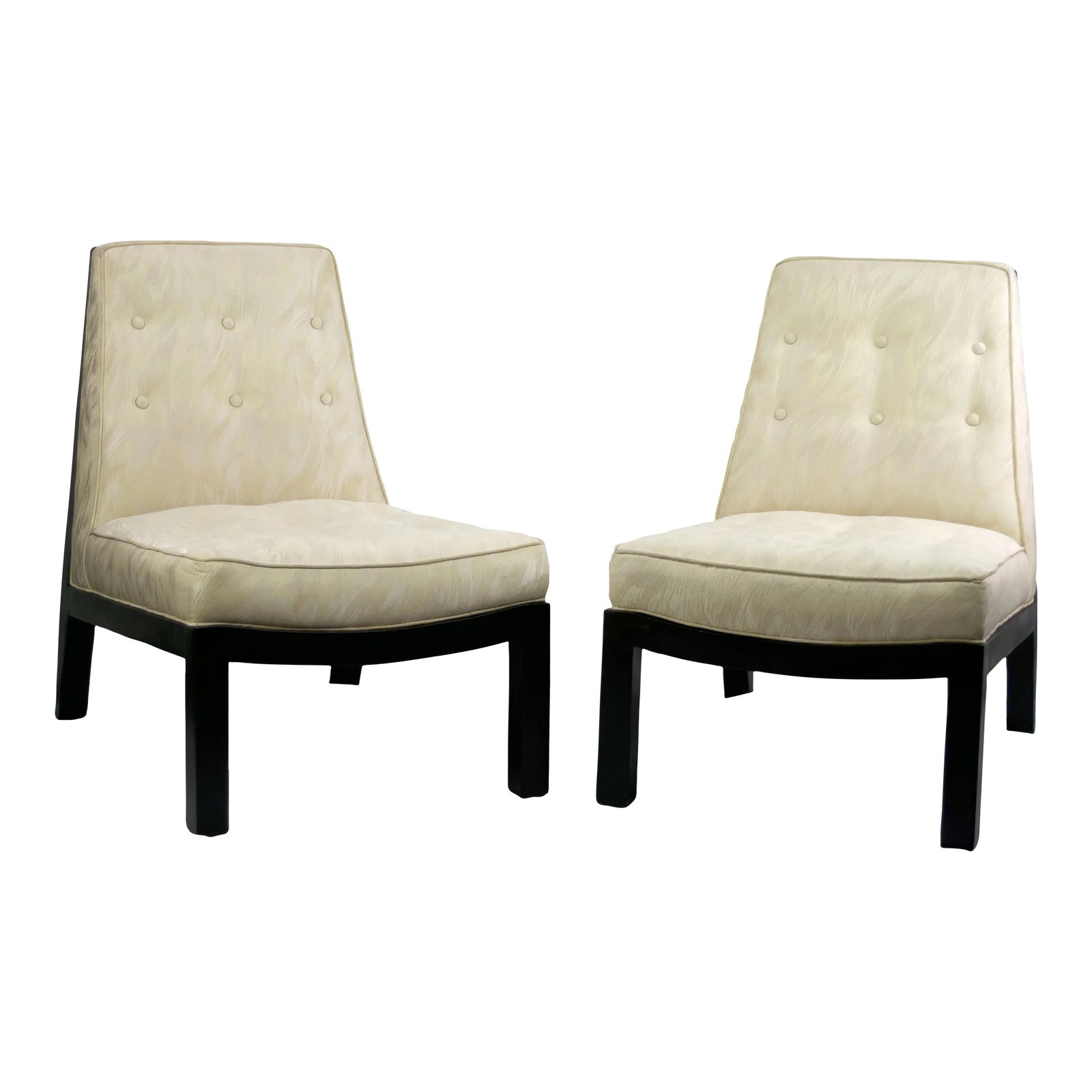 Pair of Screen Back Slipper Chairs in Style of Edward Wormley | Chairish