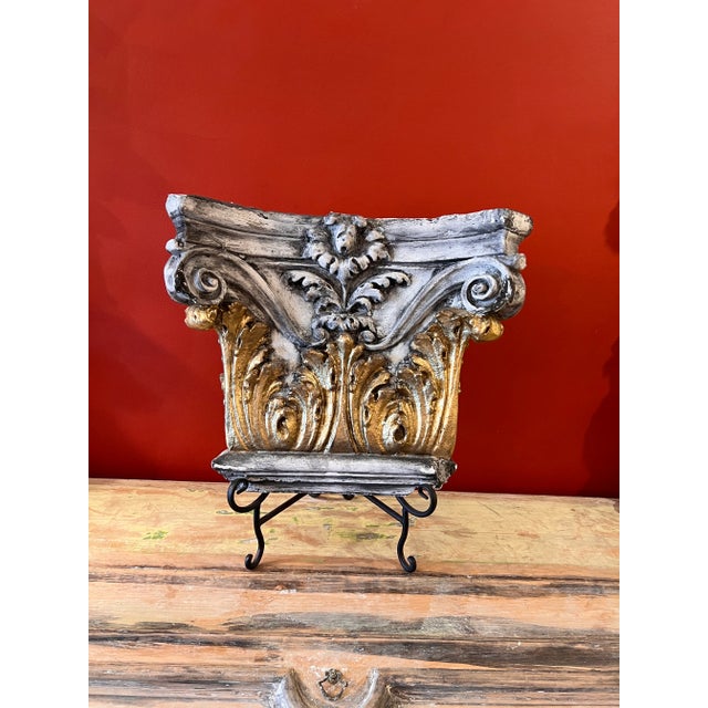 Neoclassical Plaster Corinthian Capital Wall Relief on the Metal Base ...