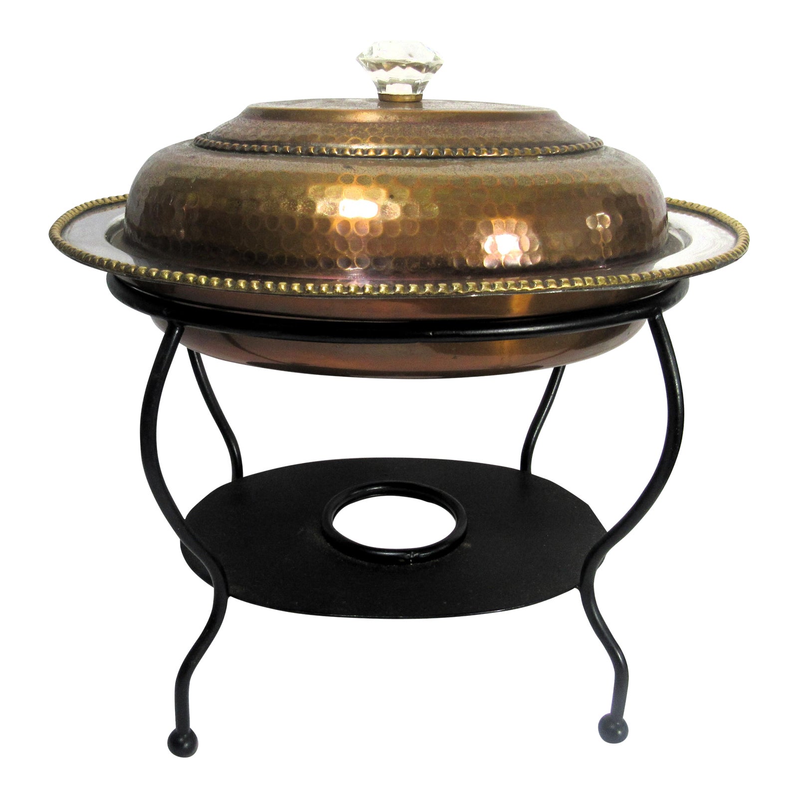 Vintage India Hammered Copper Chafing Dish Oval | Chairish
