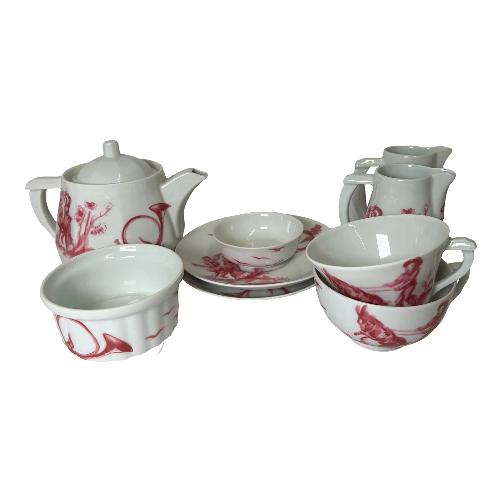 1920s Aluminite Fruitier Limoges Porcelain Set, French- 9 Pieces | Chairish
