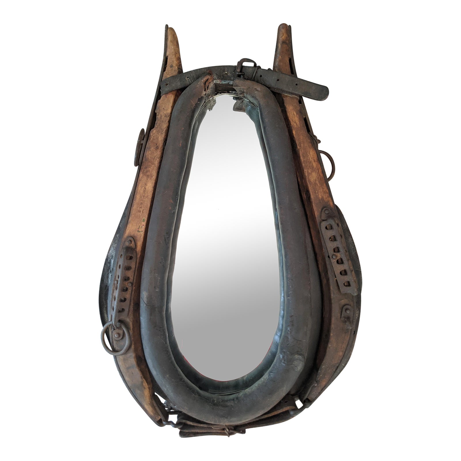 Vintage Equestrian Leather Horse Yoke Collar Mirror | Chairish