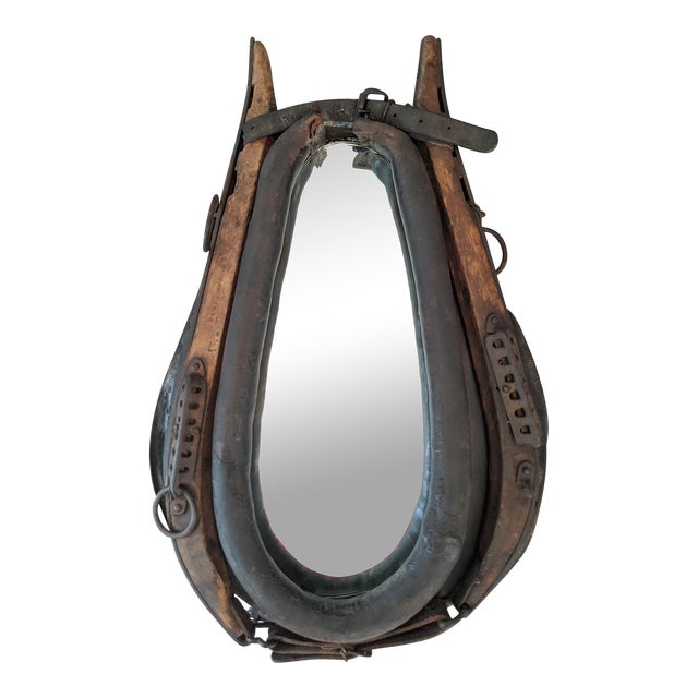 Vintage Equestrian Leather Horse Yoke Collar Mirror | Chairish
