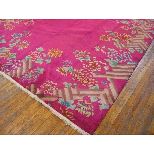 Antique Chinese Art Deco Pink Rug | Chairish