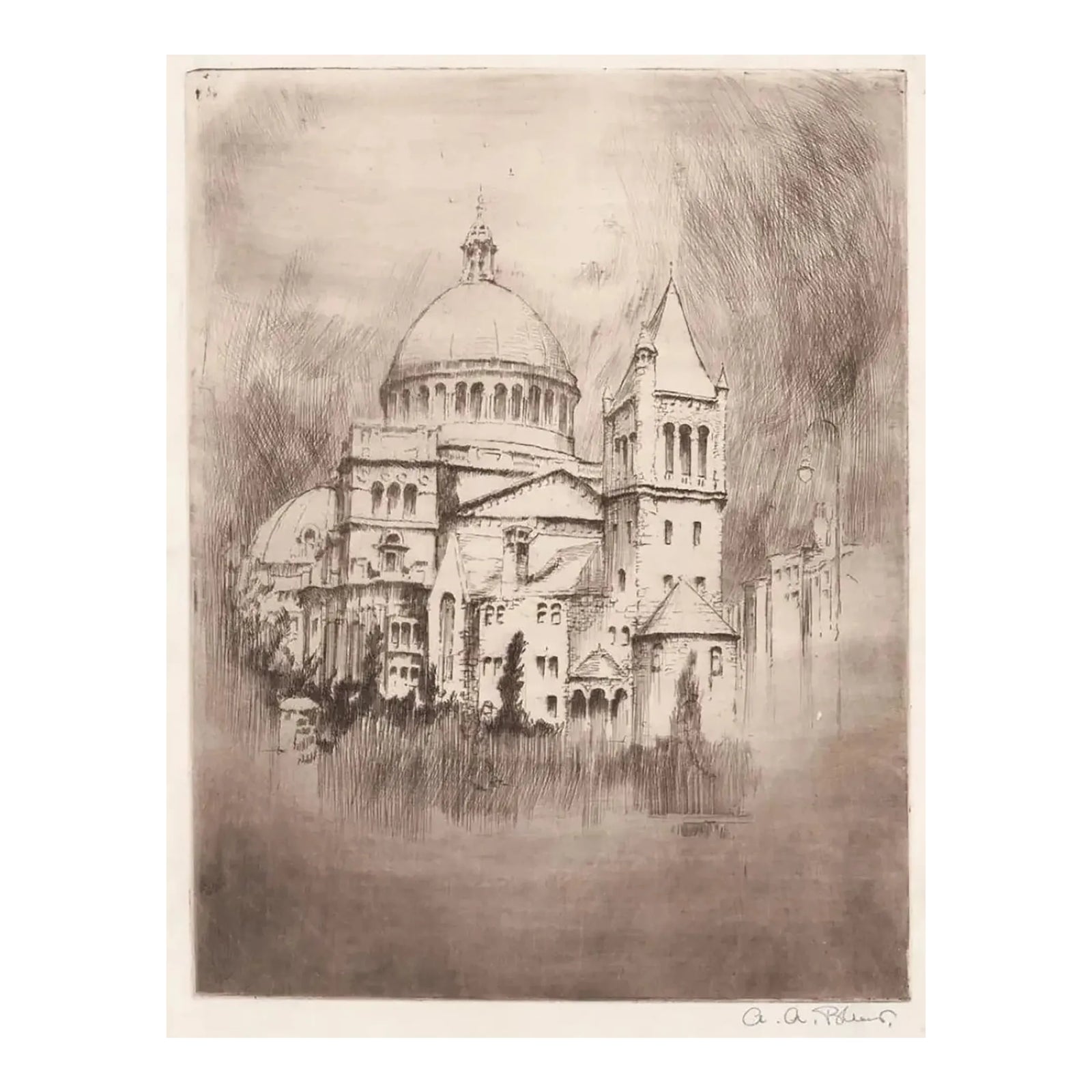 Alexander Blum Christian Science Church Boston Etching | Chairish