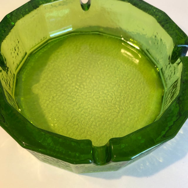 Vintage Large Green Blenko Glass Ashtray | Chairish