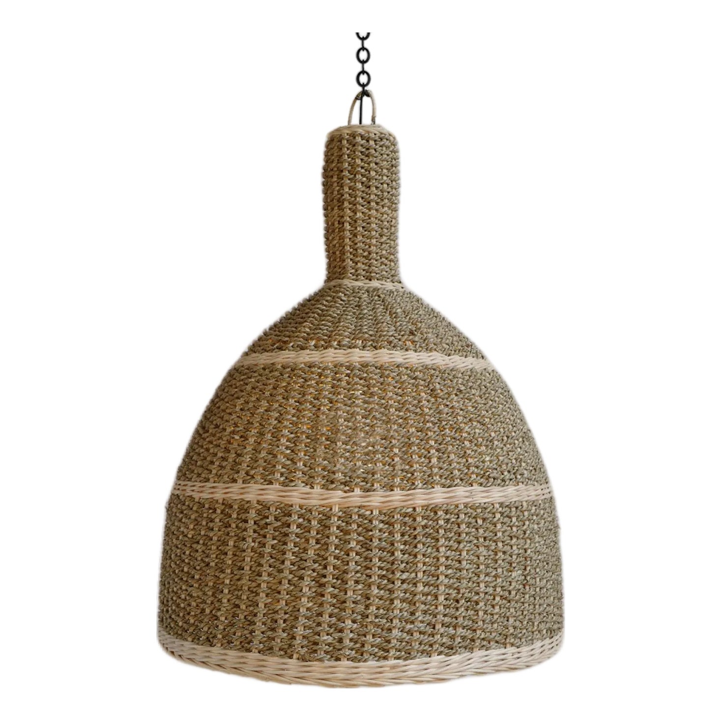 Coastal Contemporary Kuba Seagrass Pendant Light Small | Chairish