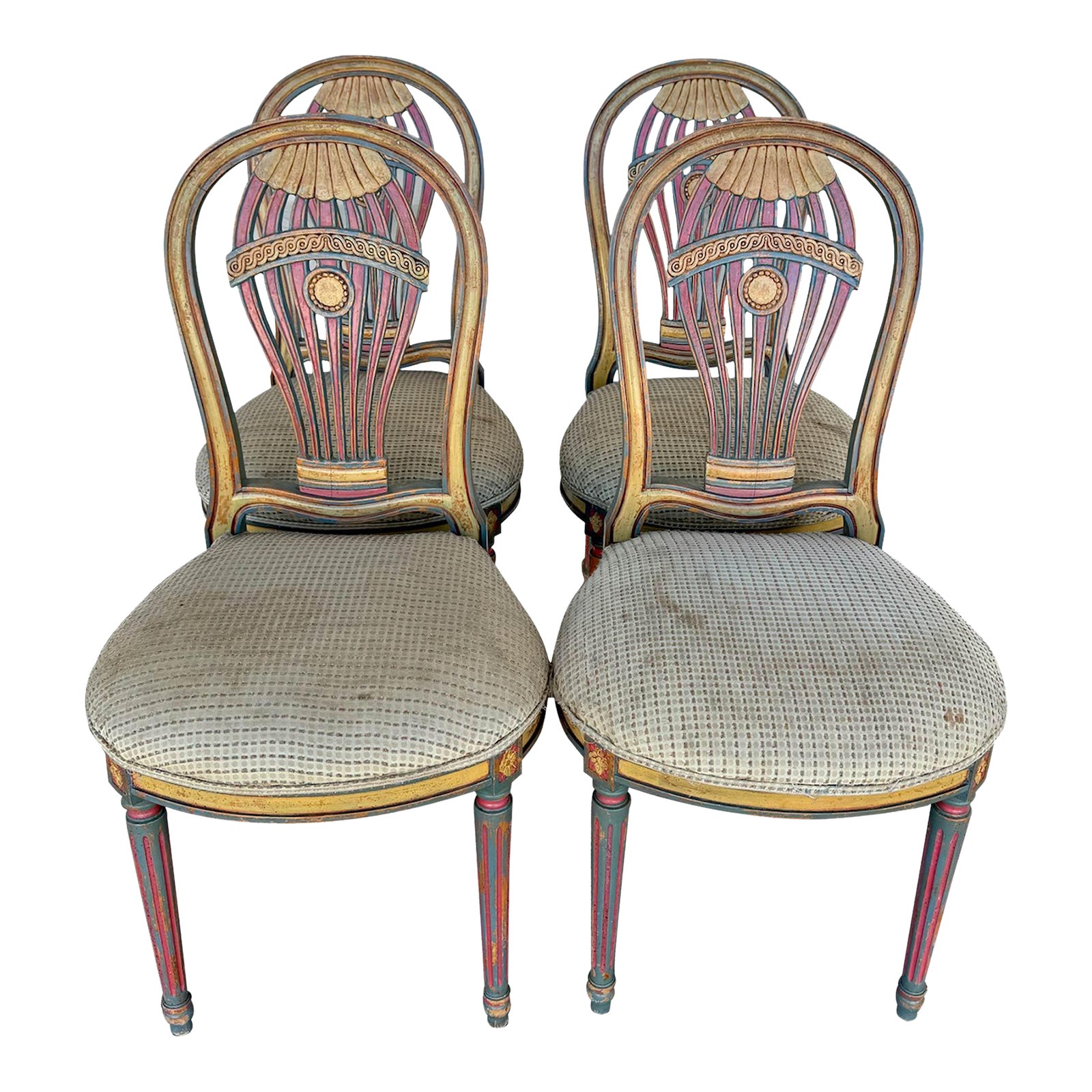 Mid 20th Century Louis XVI Style Montgolfiere Balloon Side Chairs - Set ...