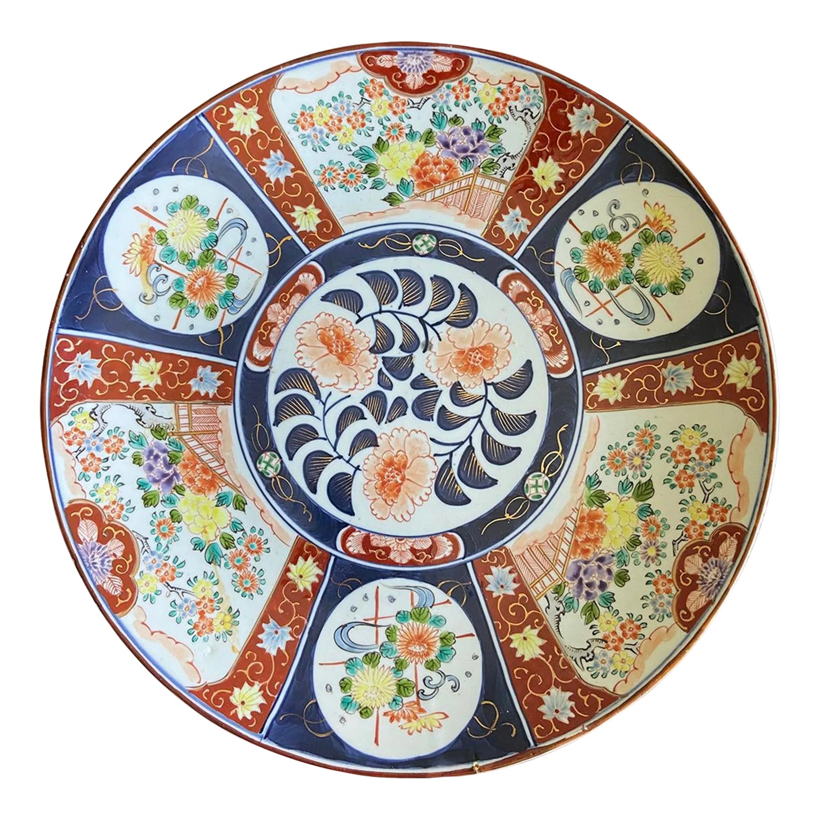 Early 20th Century Japanese Imari Porcelain Charger | Chairish