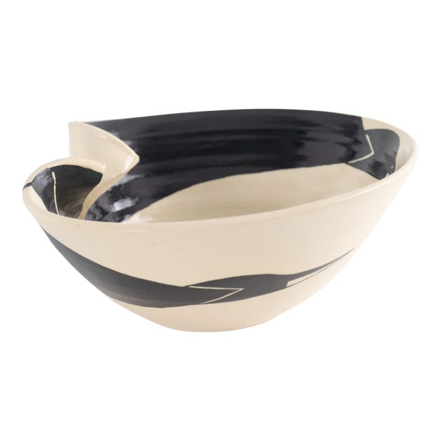 Vintage Abstract Pottery Bowl | Chairish