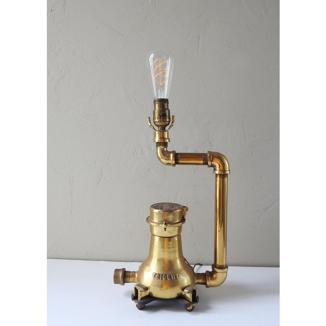 Vintage Industrial Brass Pipe & Meter Table Lamp | Chairish