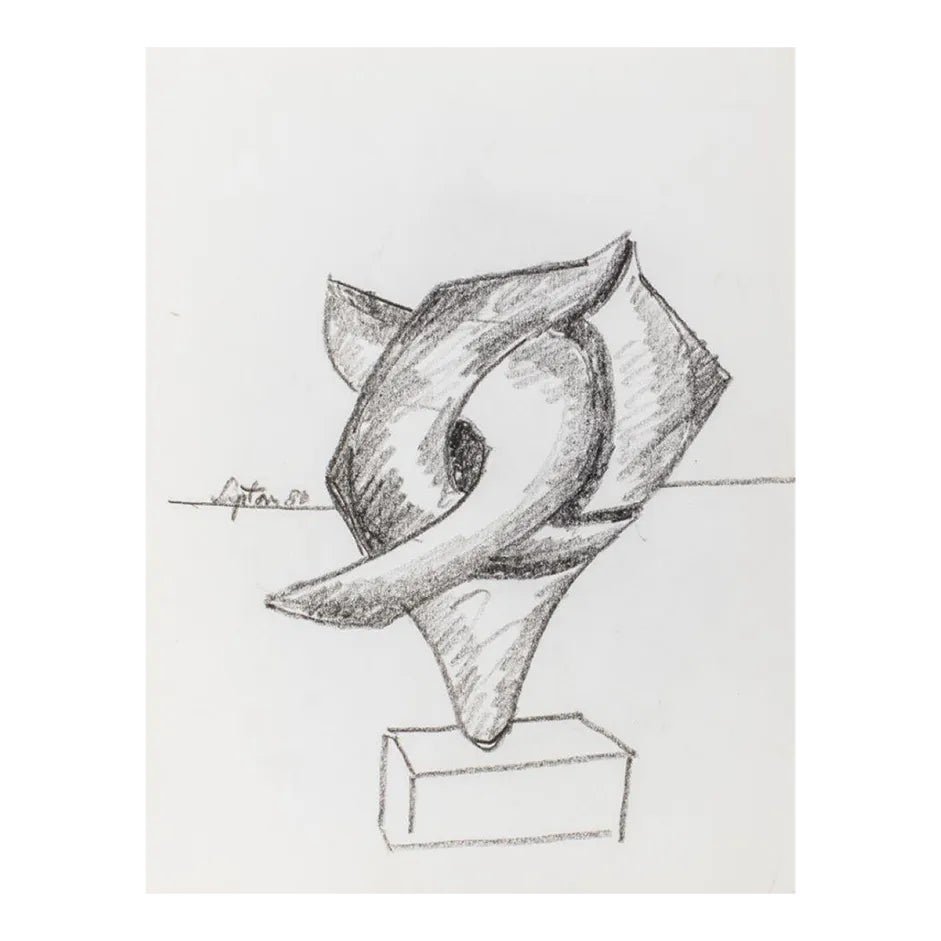 Seymour Lipton Sculpture Study Sketch, 1980 | Chairish