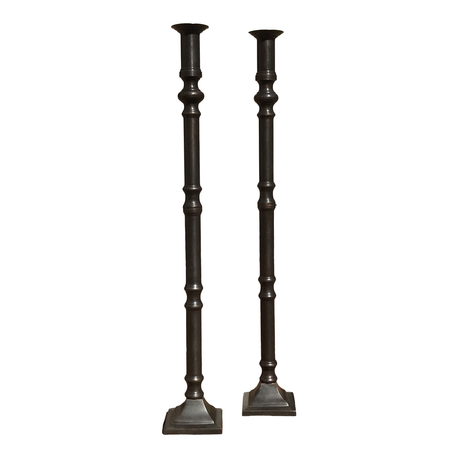 27 Inch Oil Rubbed Bronze Finish Candlesticks - a Pair | Chairish