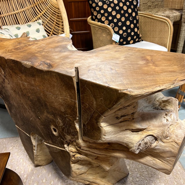 Late 20th Century Organic Modern Natural Teak Root Console Table | Chairish