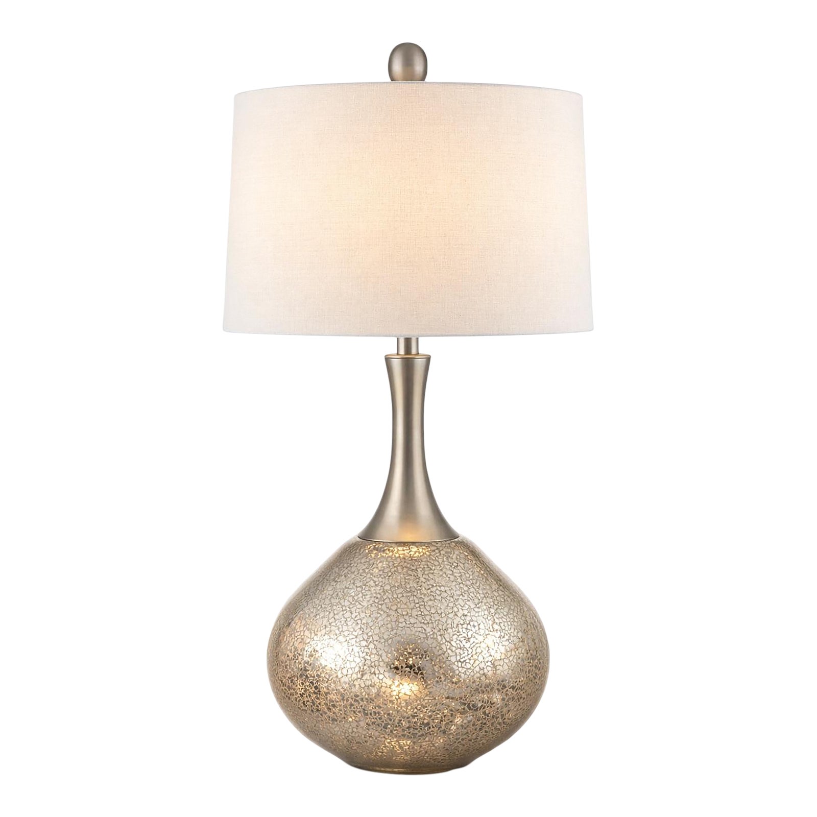 Late 20th Century Large Mercury Glass Table Lamp – Crackle Silver Gourd ...