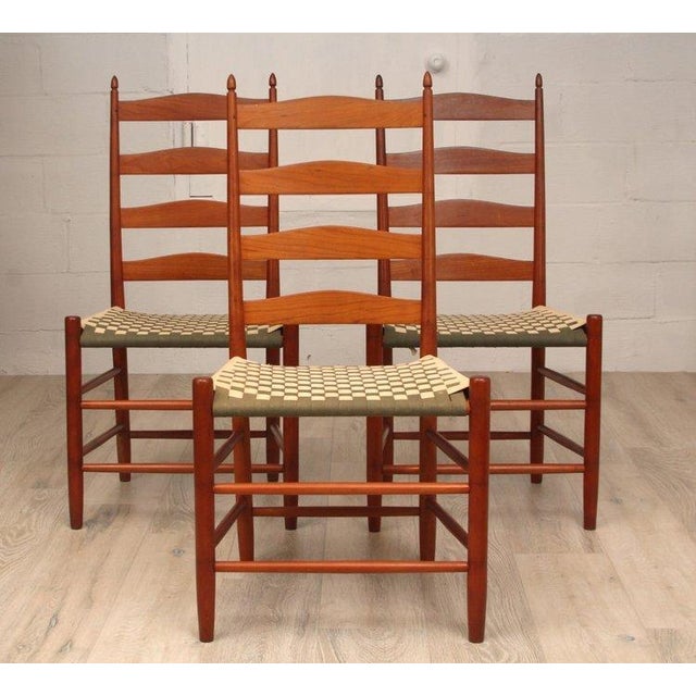 Set of 3 Antique Shaker Ladder Back Chairs | Chairish