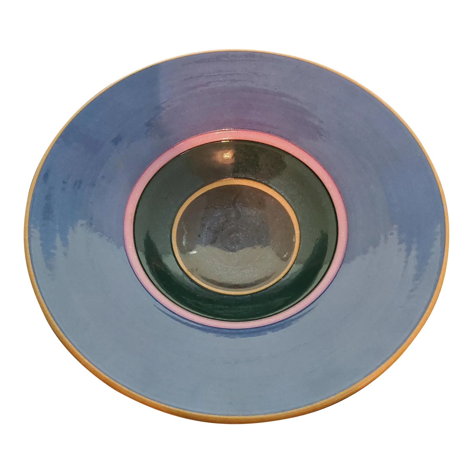 1950s Hand Thrown Pottery, Jeweled Tone Hand Made Earthenware Bowl ...