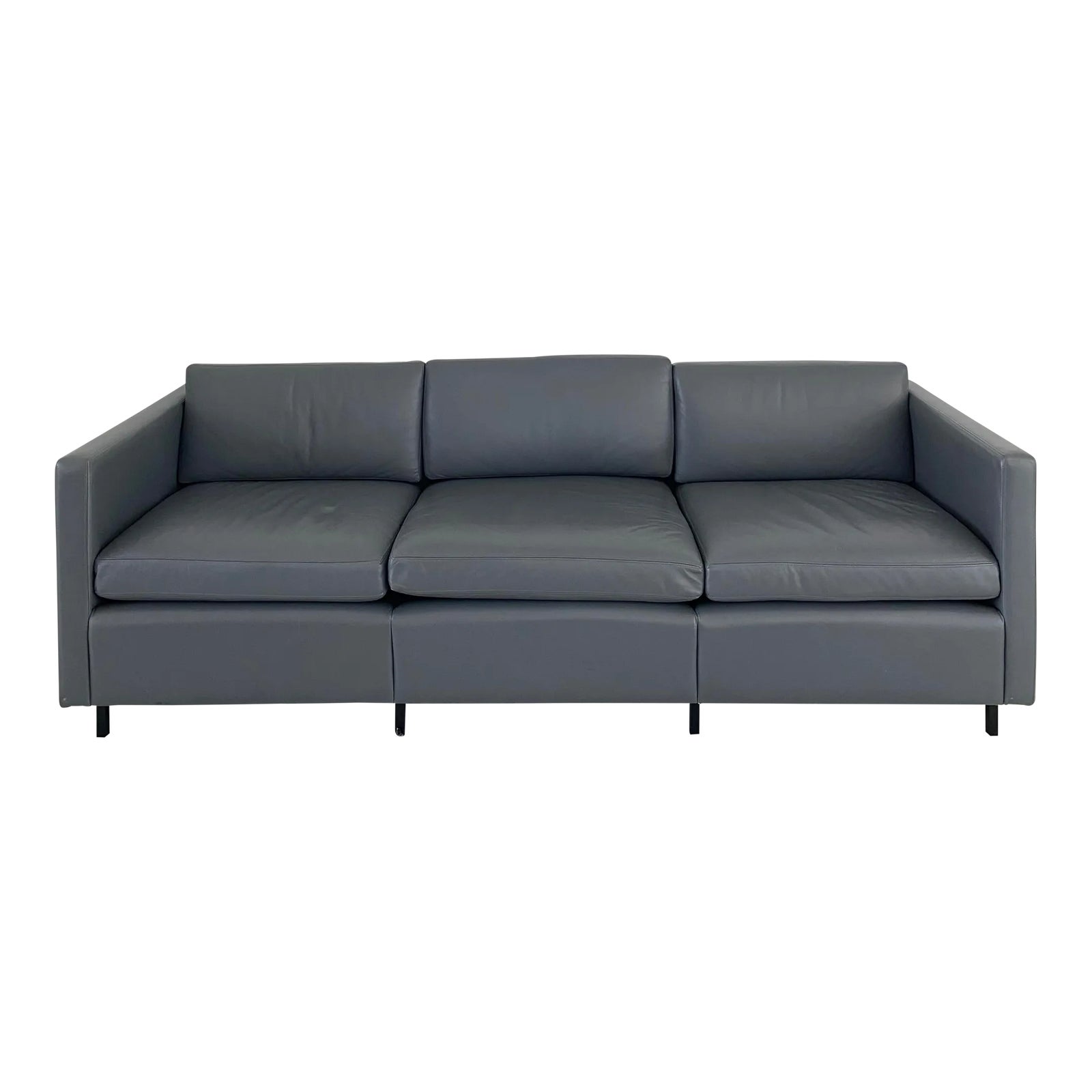 Minimalist Modernist Knoll Charles Pfister in Gray Leather Sofa | Chairish