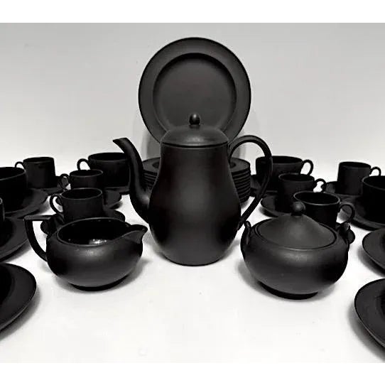 English Wedgwood Black Basalt Complete Tea, Coffee & Dessert Service ...