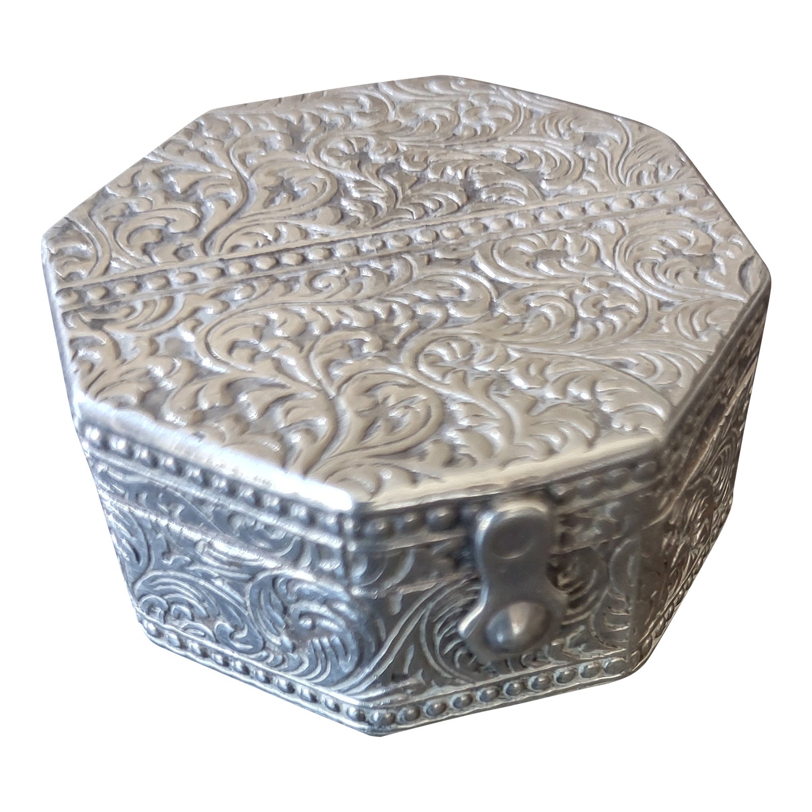 1920s Vintage Silver Plate Octagonal Pill Box | Chairish