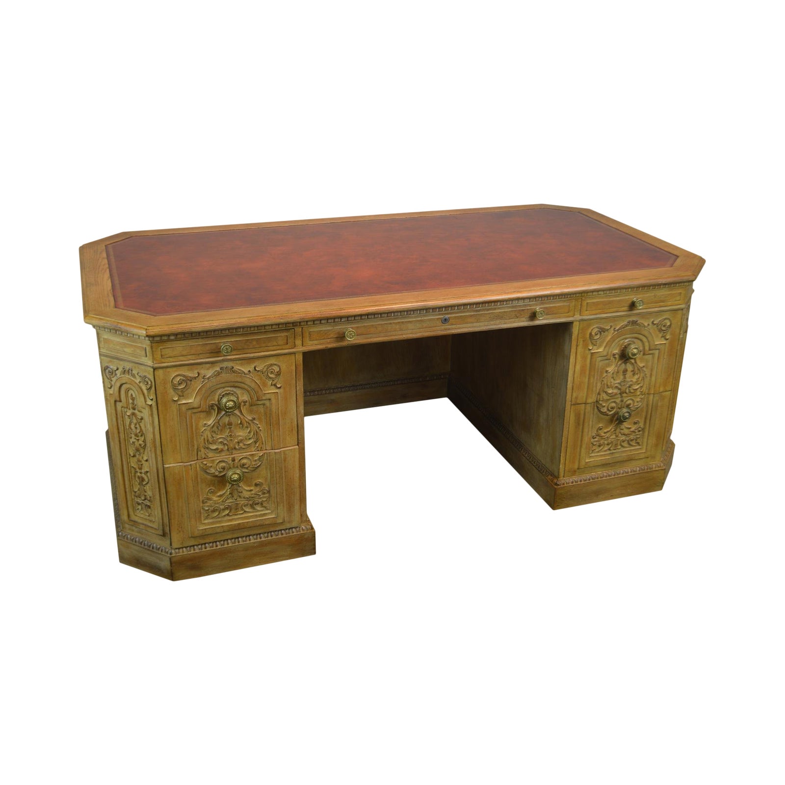 French Rococo Style Carved Executive Desk | Chairish