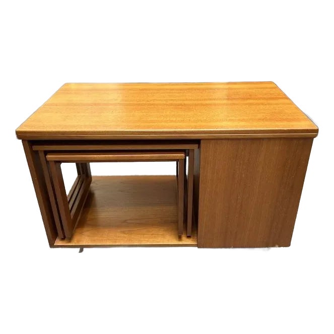 Mid Century Modern Transforming Teak Table Set W/ Games Table & Drop ...