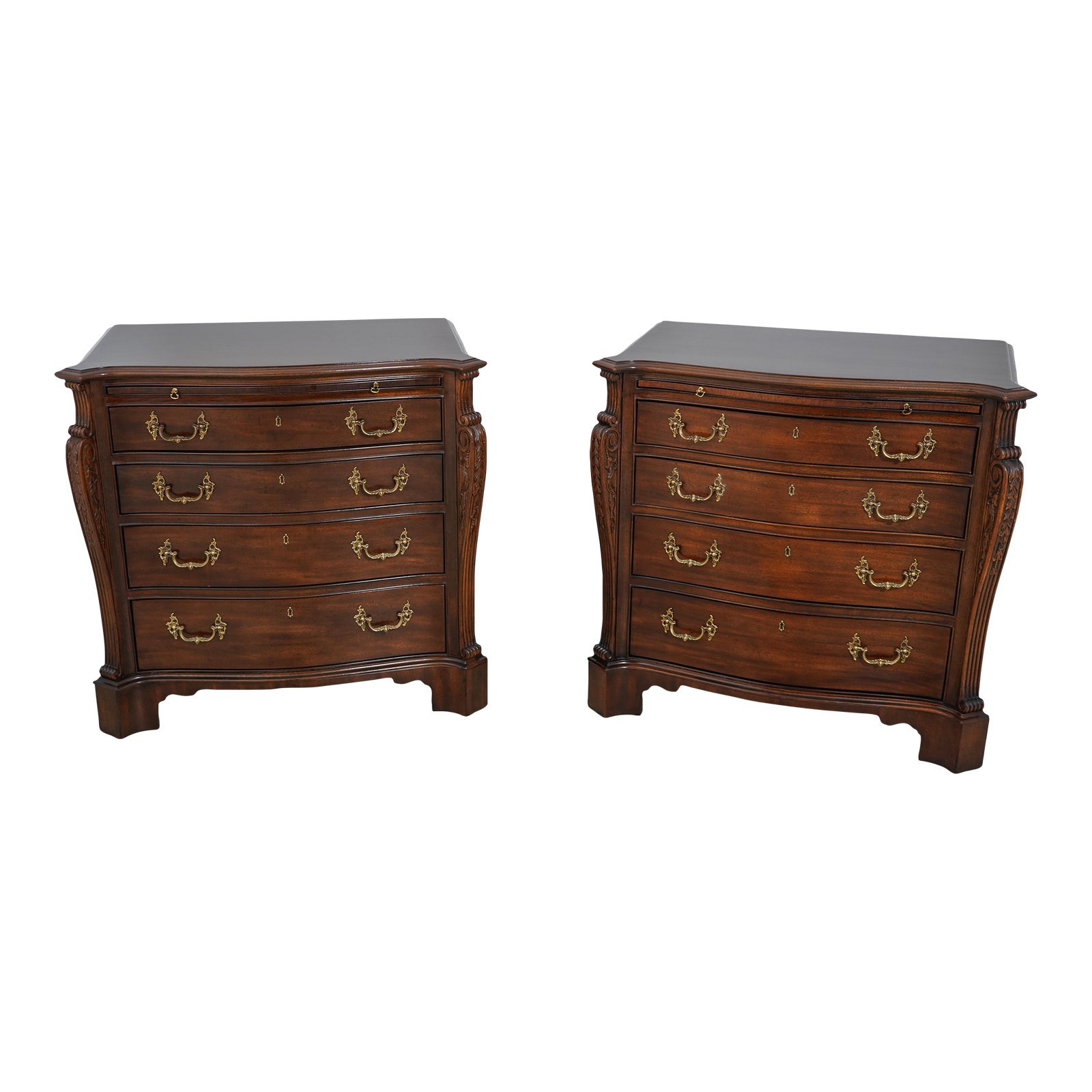 Pair Henredon Georgian Mahogany Bachelor Chest Nightstands | Chairish