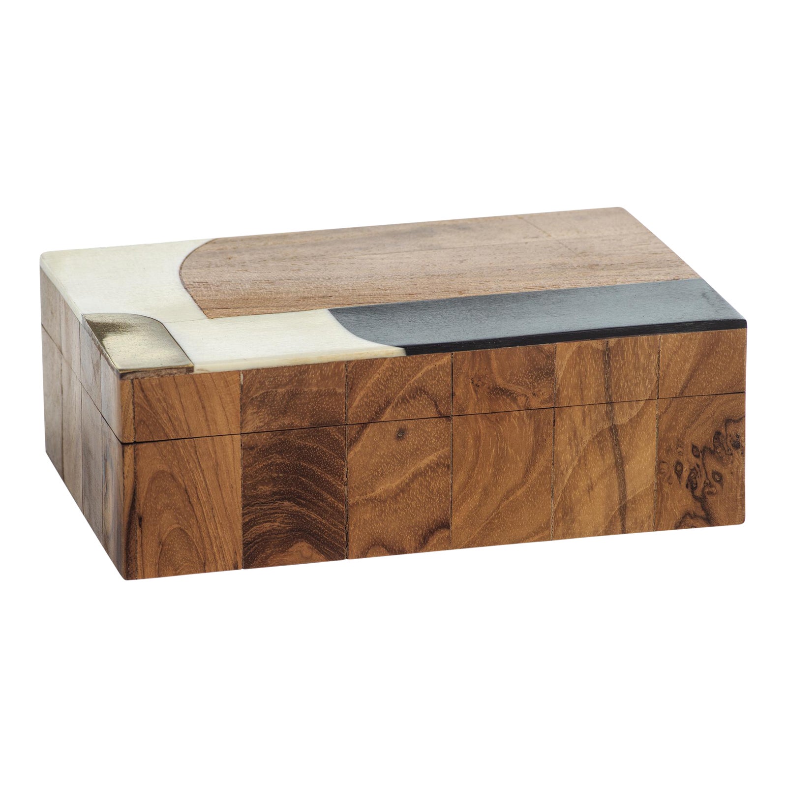 Kano Abstract Inlaid Mango & Sheesham Wood Decorative Box | Chairish