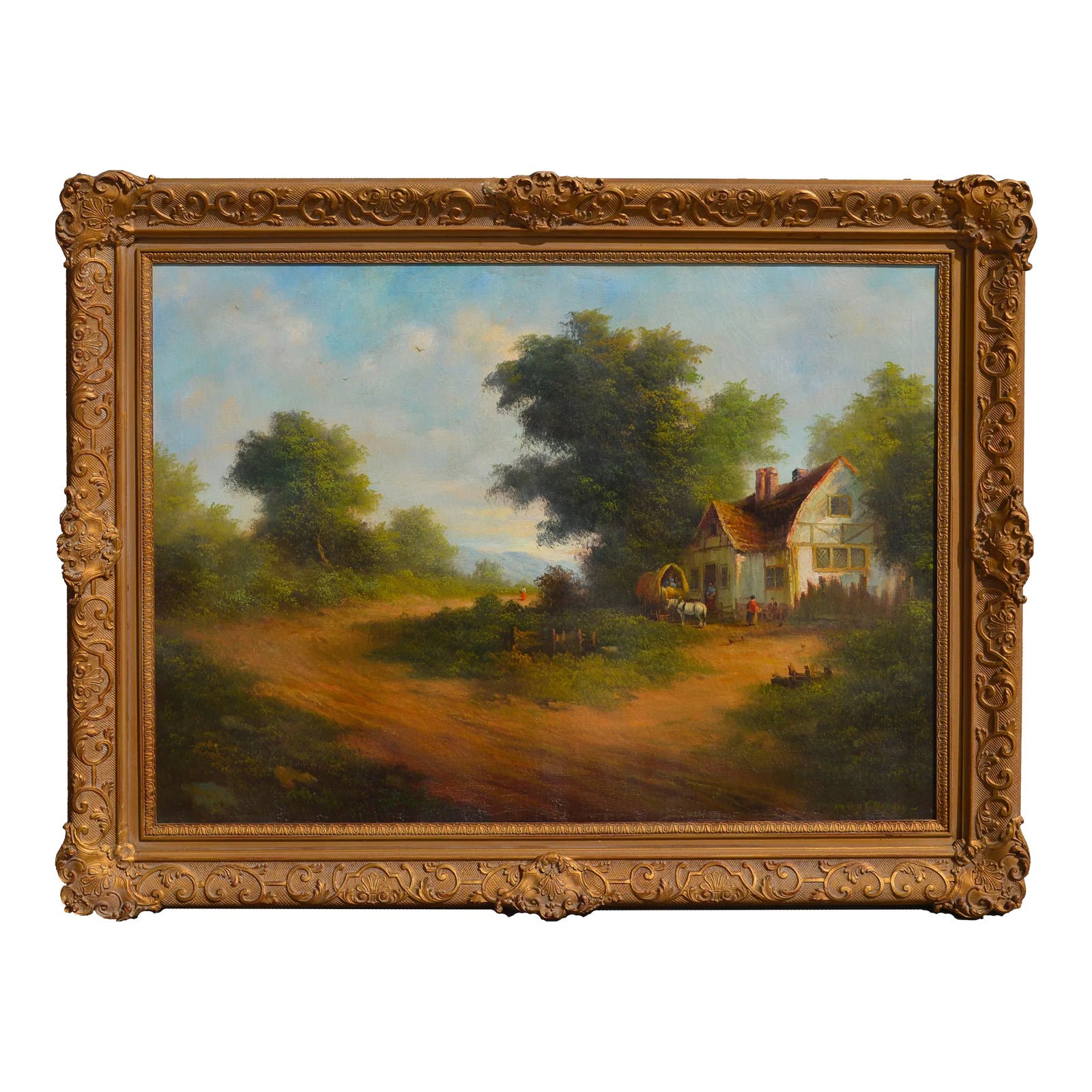 1940s English Country Cottage Landscape by Henry T. Harvey | Chairish