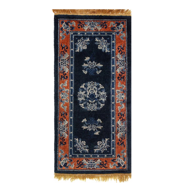 Navy Blue Antique Art Deco Rug 2'1'' X 4'2'' | Chairish