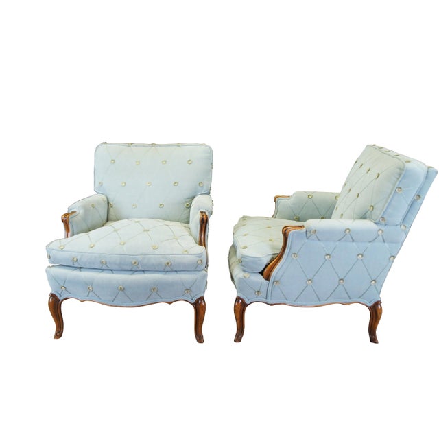 Mid-Century French Provincial Walnut Downfilled Club Lounge Library ...