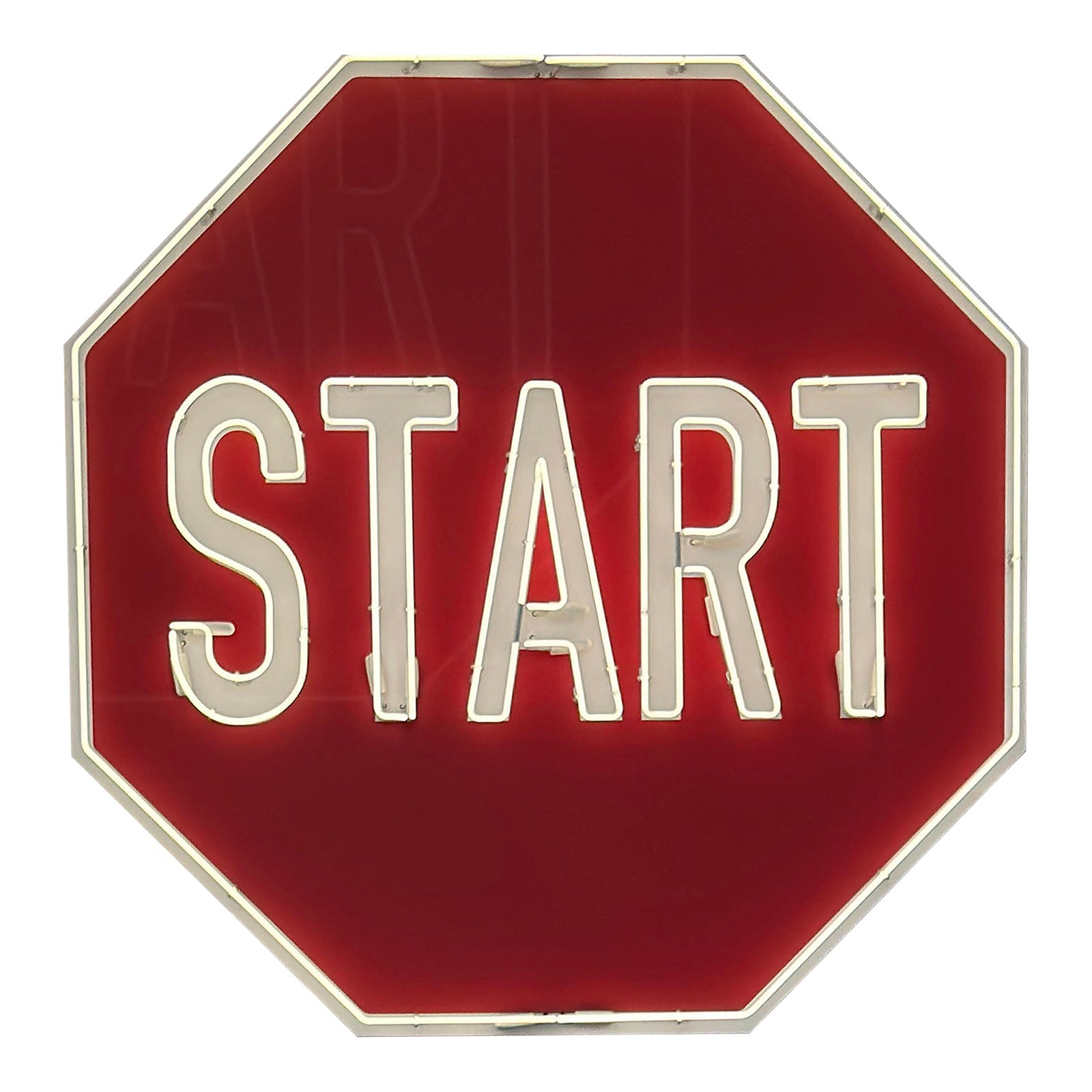 "Start" - Neon Contemporary Street Sign Sculpture by Scott Froschauer ...