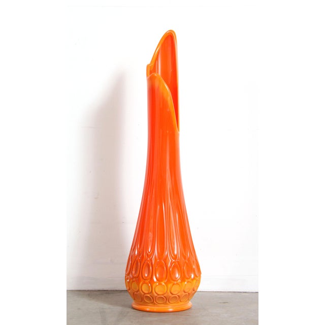 Large Mid Century Modern Orange Stretch Glass Vase Chairish