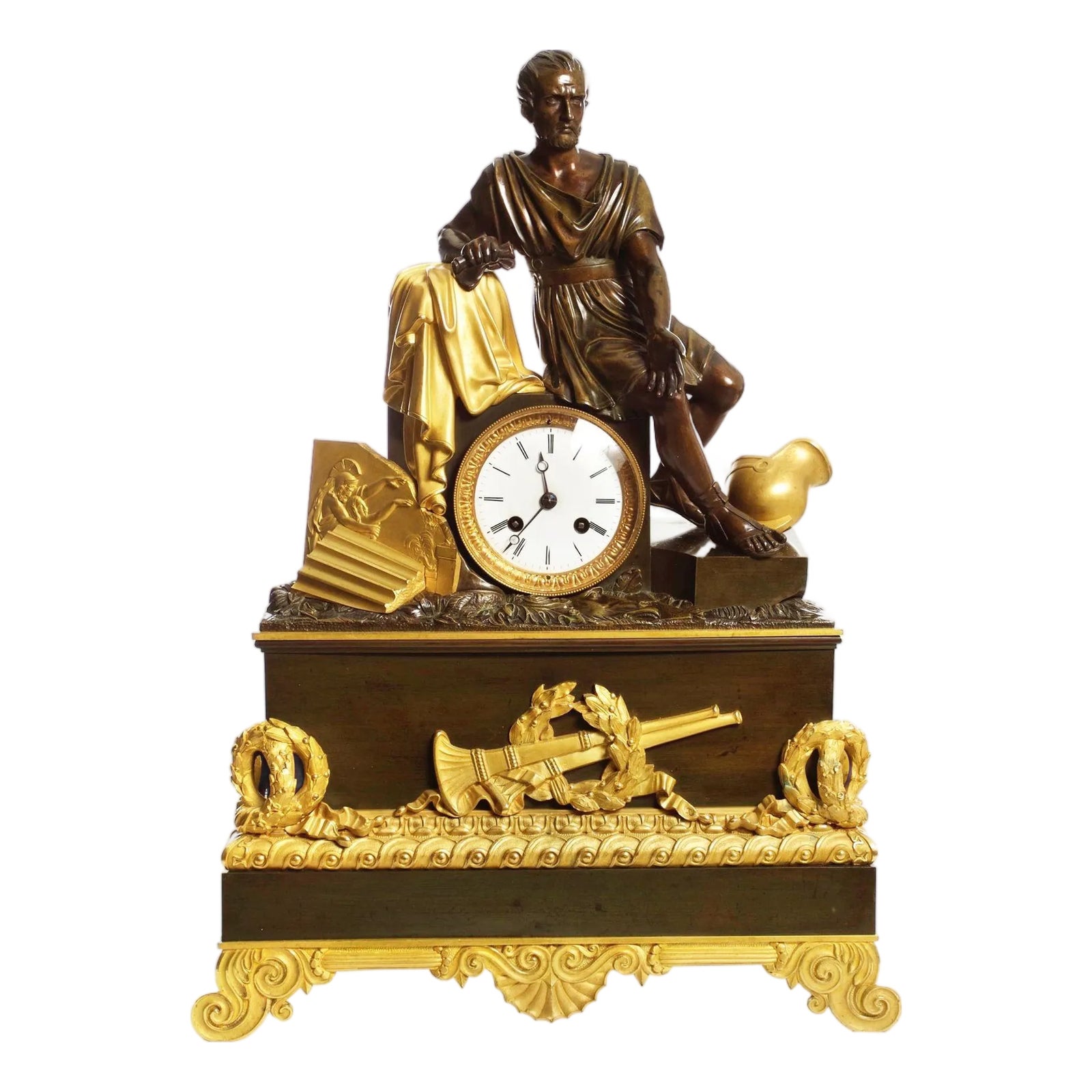 “Horatius & the Fall of Rome” French Empire Antique Bronze Mantel Clock ...