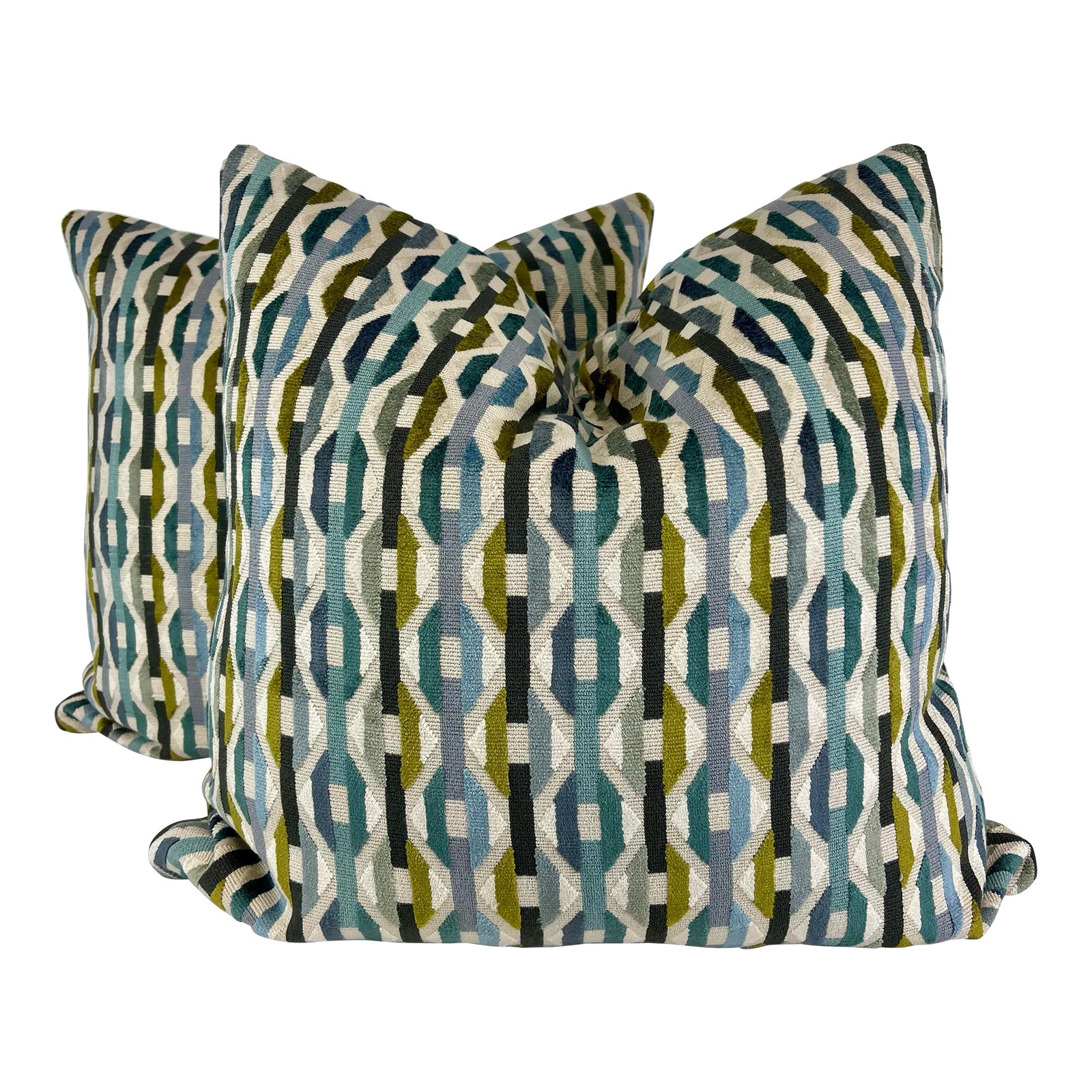 Romo "Onetti Velvet" in Verde 22" Pillows-A Pair | Chairish