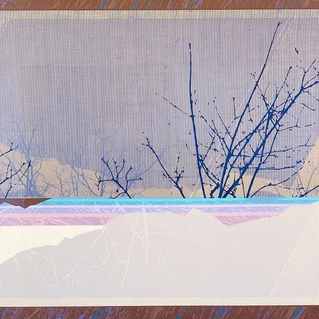 Late 20th Century Mixed Media Collage Depicting Winter Landscape With ...