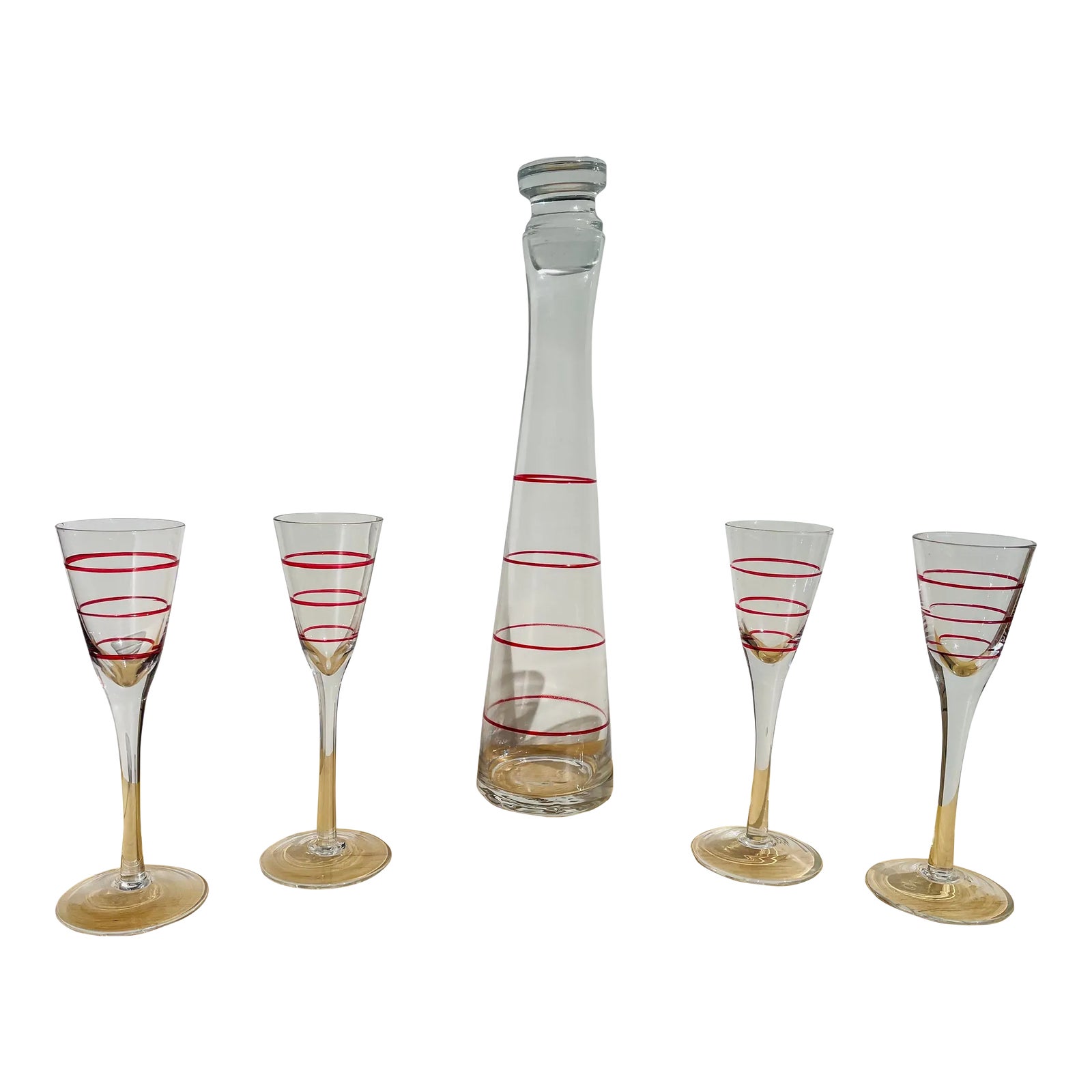 Mid Century Modern Glass Bar Set- 5 Pieces | Chairish