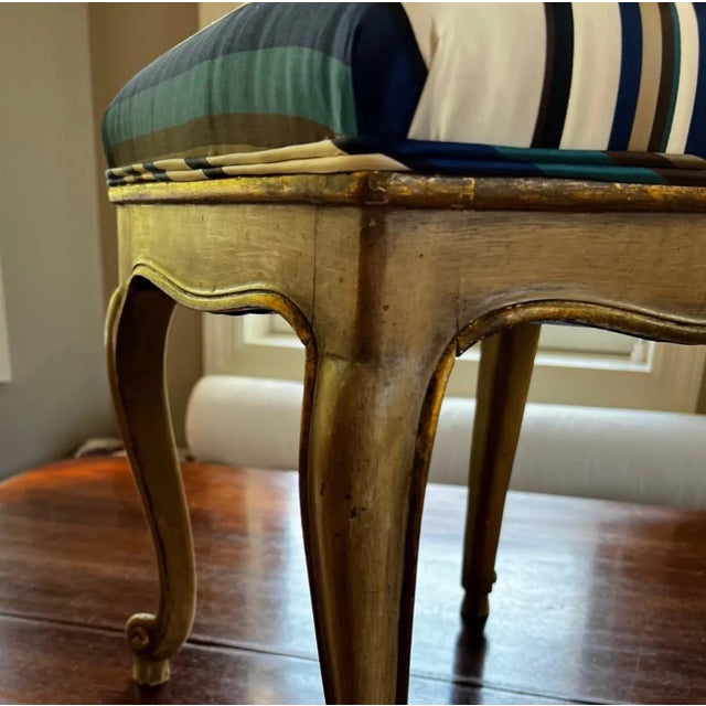 Vintage Thomas De Angelis Stool in Manuel Canovas Silk Stripe Fabric ...