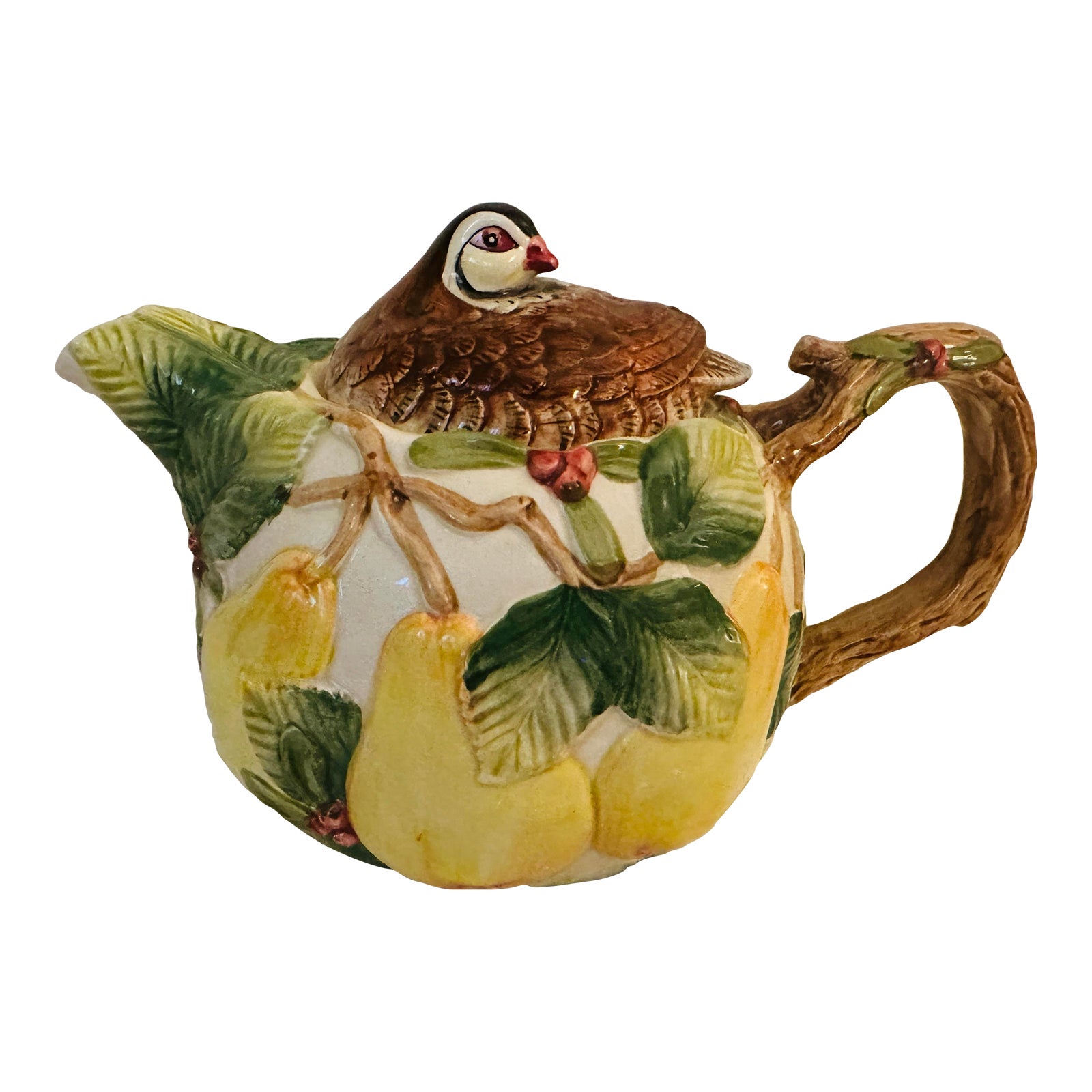 Fitz & Floyd Woodland Partridge & Pear Tea Pot 40oz | Chairish