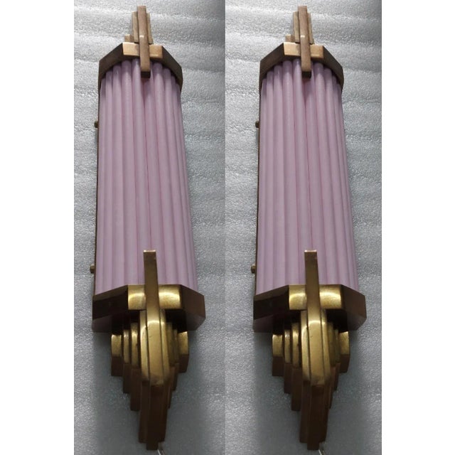 Pair Skyscraper Vintage 1940s Art Deco Wall Sconces Fixture Brass ...