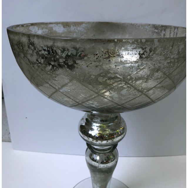 Mercury Glass Footed Bowl | Chairish